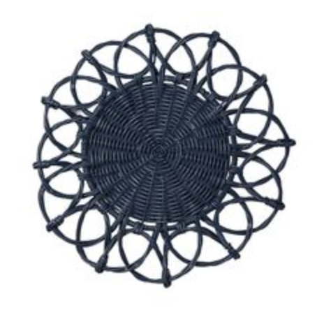 Juliska Charger: Waveney Wicker Navy Blue – Coast 2 Coast Collection